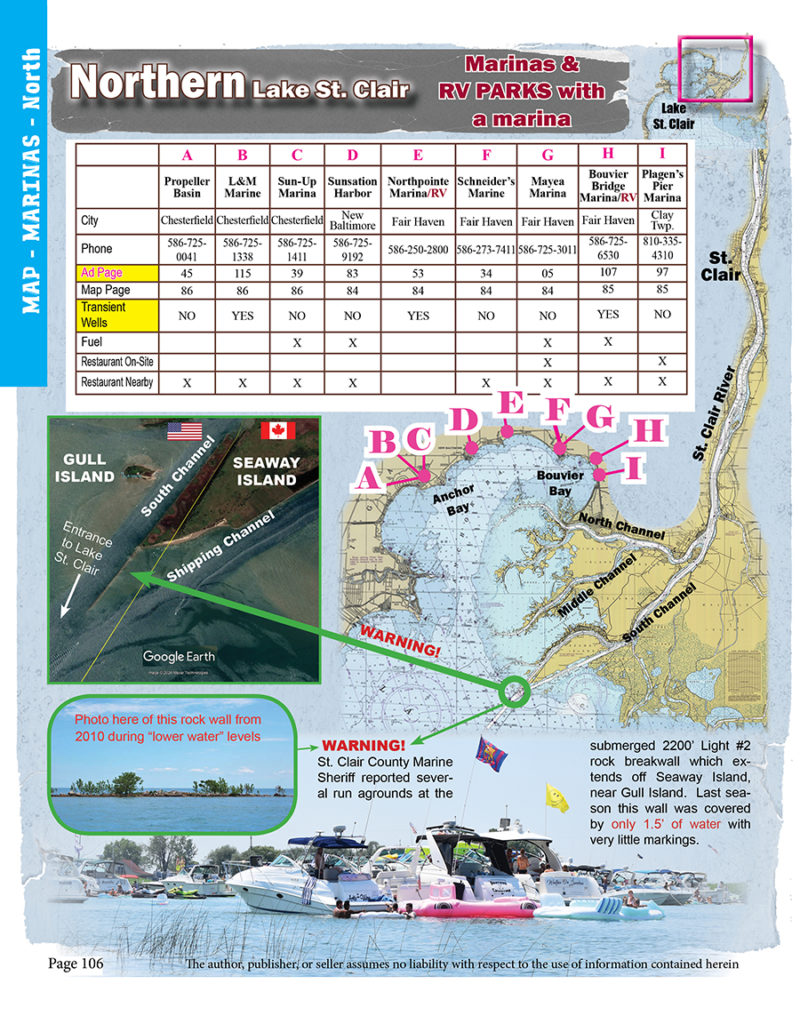 Lake St. Clair Guide Magazine | Categories Maps Lake St. Clair, North ...