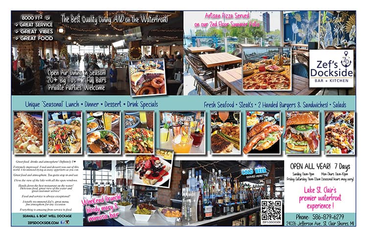 Lake St. Clair Guide Magazine | Zef’s Dockside Restaurant | Bar