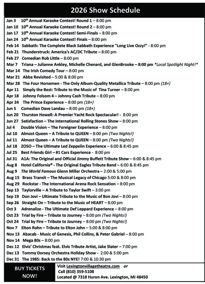 2026 Lexington Theatre Live Show Schedule